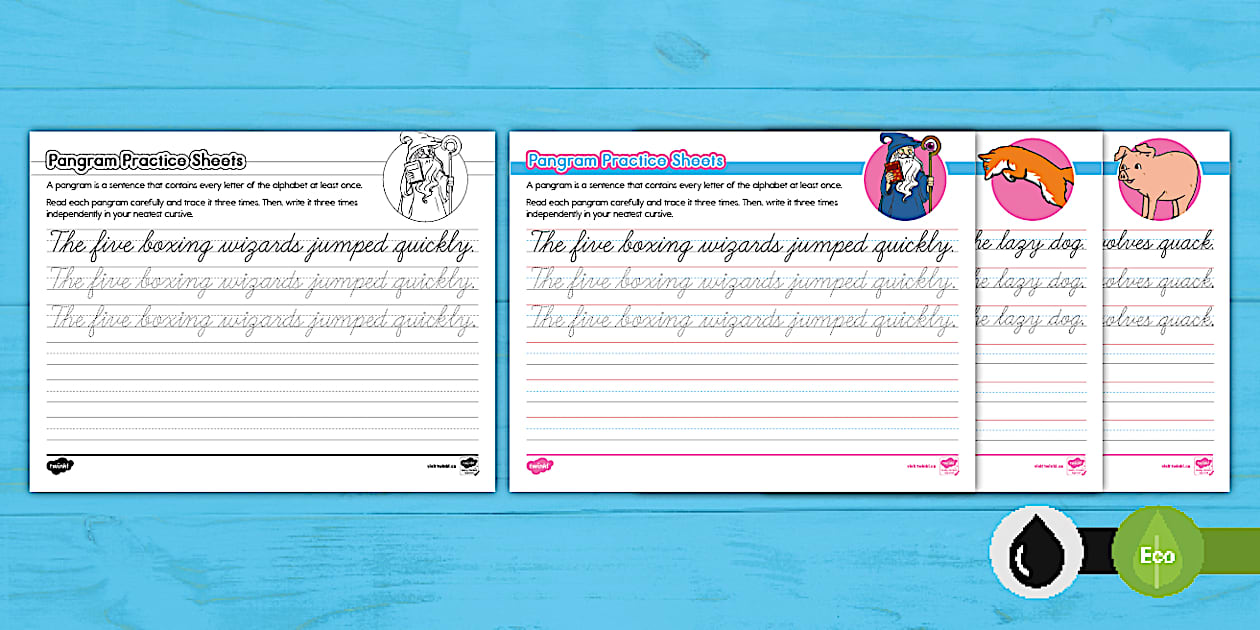 Alphabet Pangram Practice Activity Sheets I Twinkl Resources