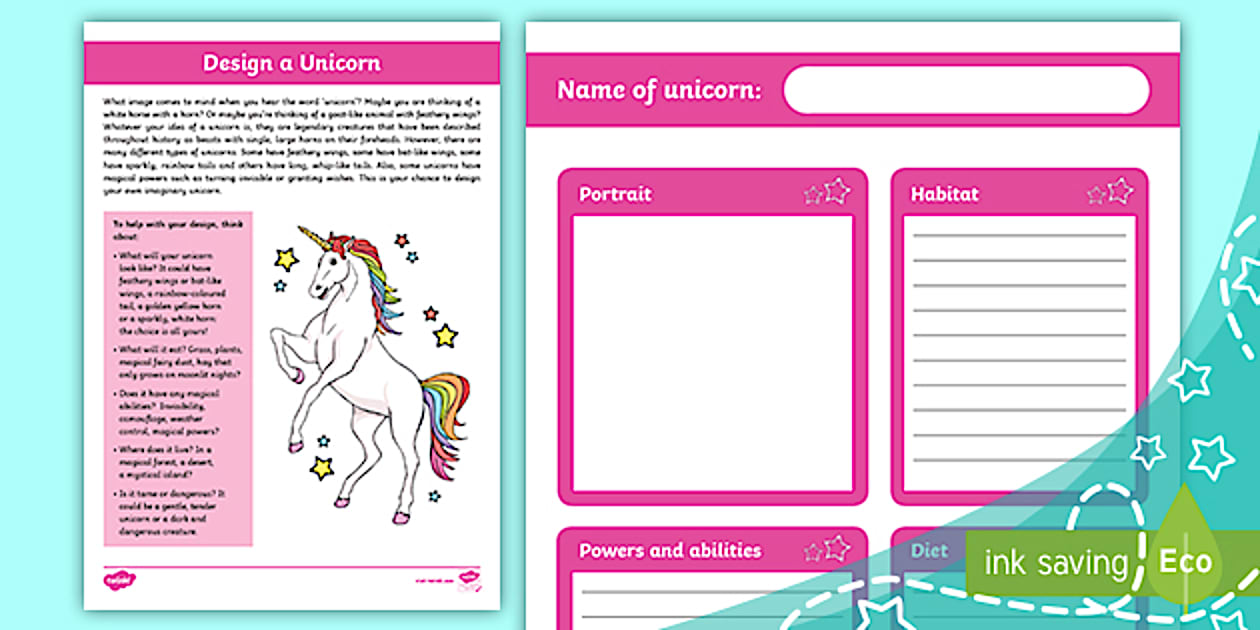 Design a Unicorn Worksheet - Twinkl