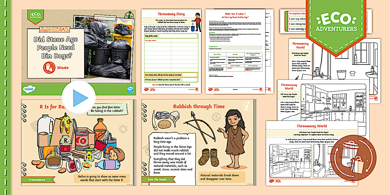 Year 2 Waste: Lesson 1 - Did Stone Age People Need Bin Bags?