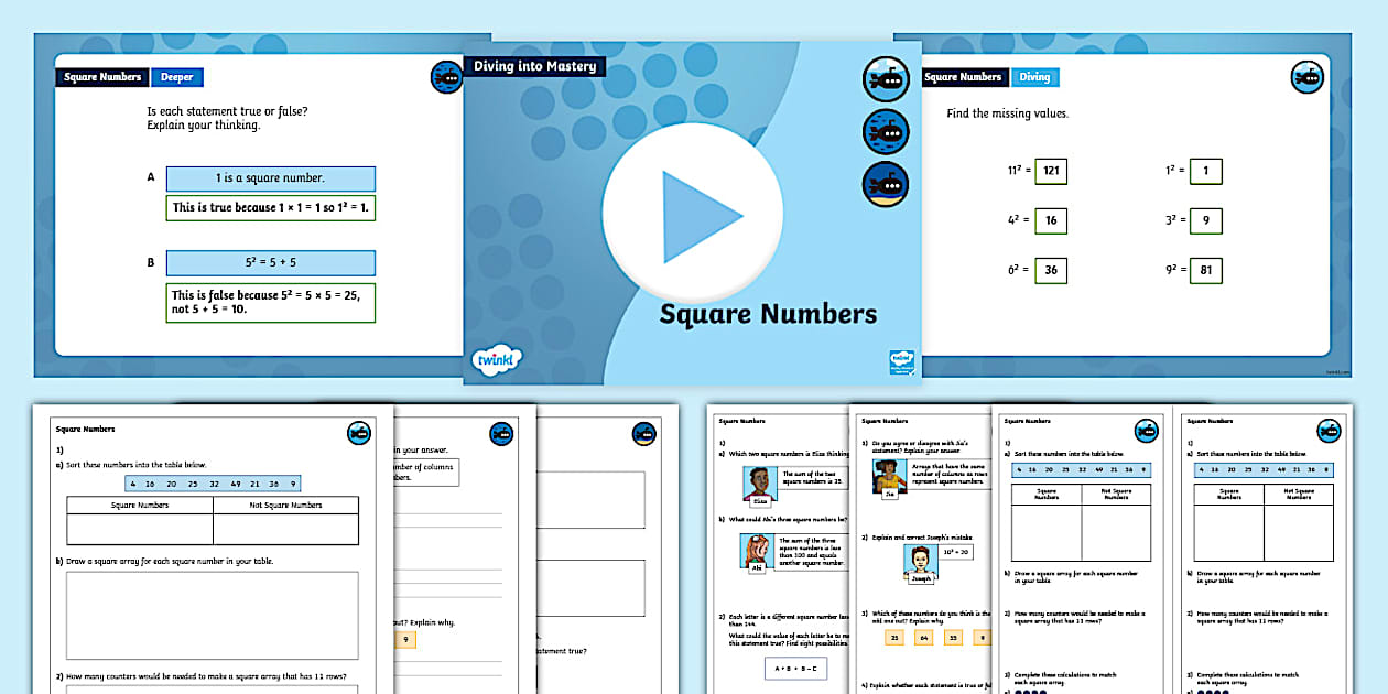 👉 Y5 Diving into Mastery: Step 6 Square Numbers Teaching Pack
