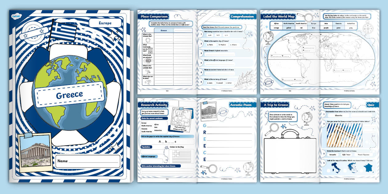KS1 Greece Activity Booklet - KS1 (teacher made) - Twinkl
