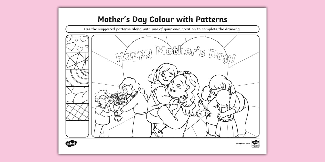 Mother's Day Colour with Patterns Activity - Twinkl