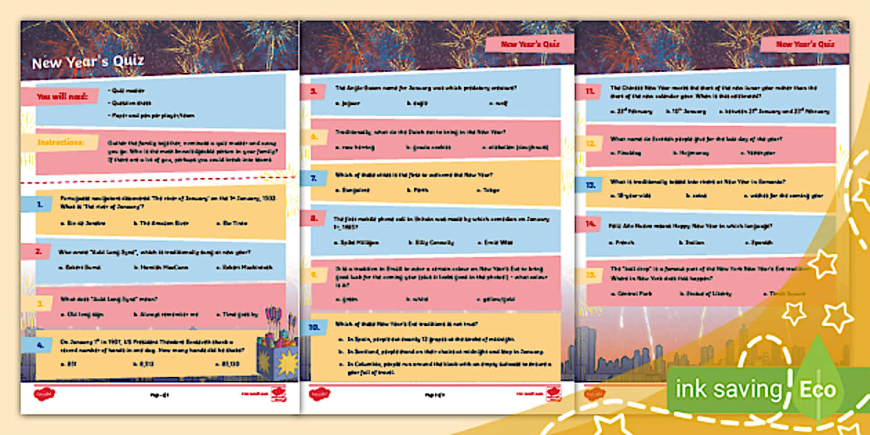 New Year Quiz (teacher made) - Twinkl
