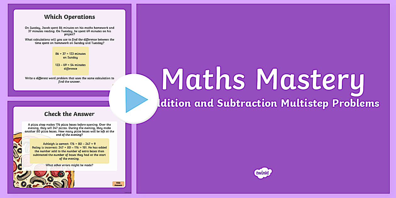 Year 5, Addition and Subtraction, Multistep Problems Maths Mastery ...