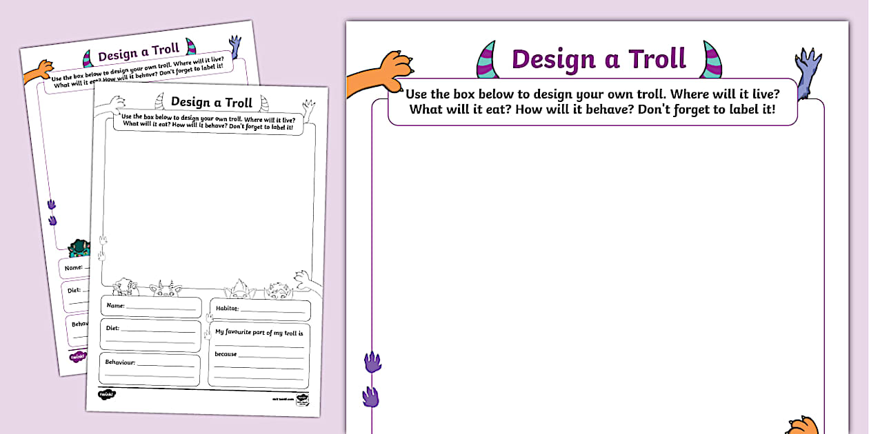 Design a Troll Worksheet (teacher made) - Twinkl