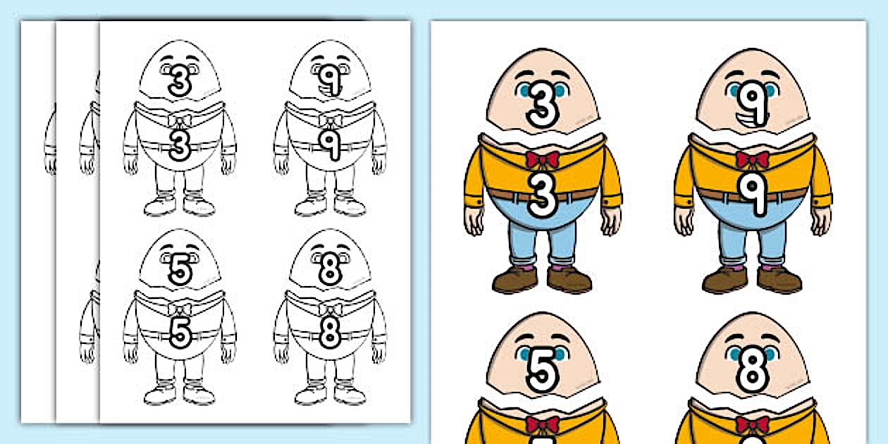 Humpty Dumpty Matching to 10 Worksheet - Twinkl