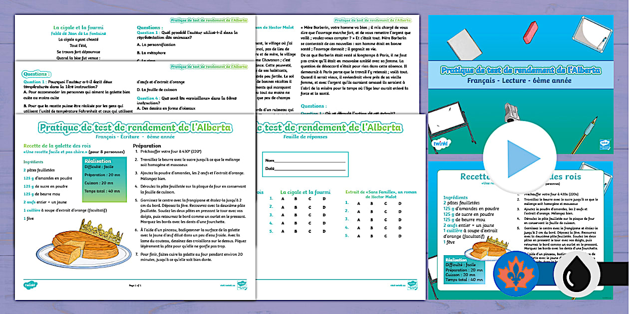 AB Testing Practice Grade 6 Français Reading 2 - Twinkl