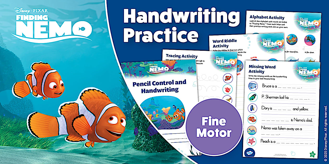 Finding Nemo: Pencil Control and Handwriting Booklet
