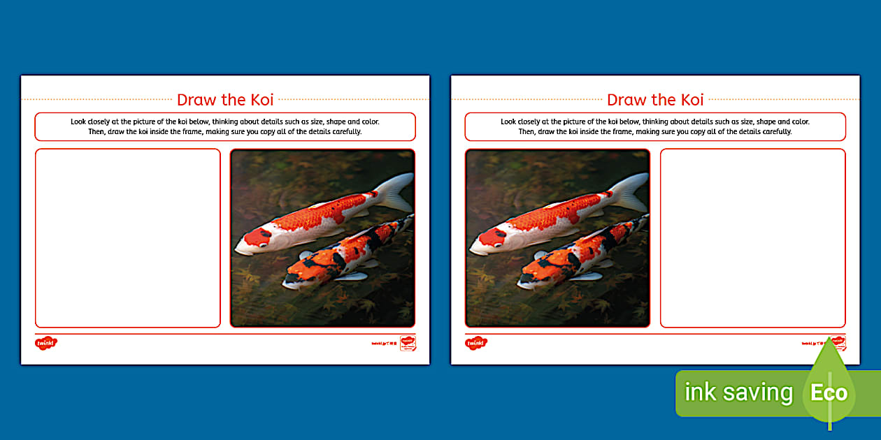 Draw the Koi Worksheet (teacher made) - Twinkl