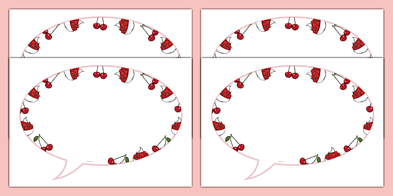 Cherry Themed Speech Bubble Display Cut Outs