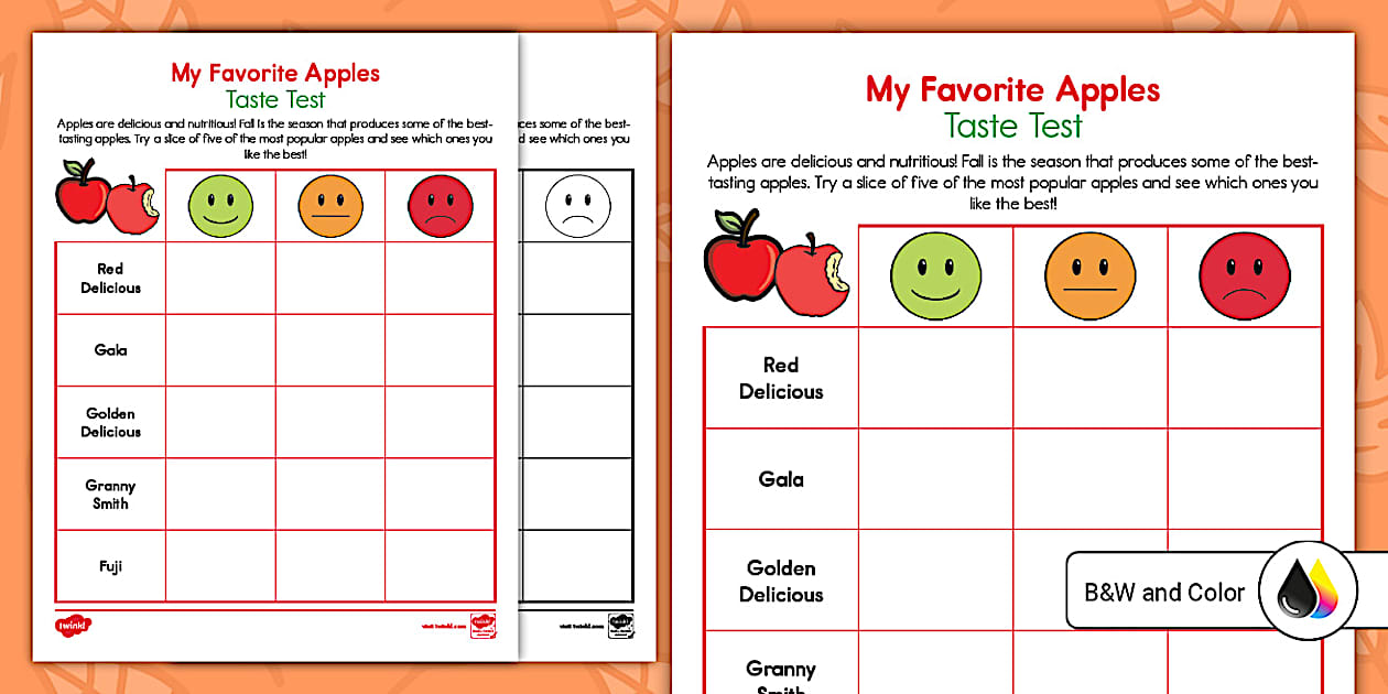 My Favorite Apples Taste Testing Worksheet (teacher made)