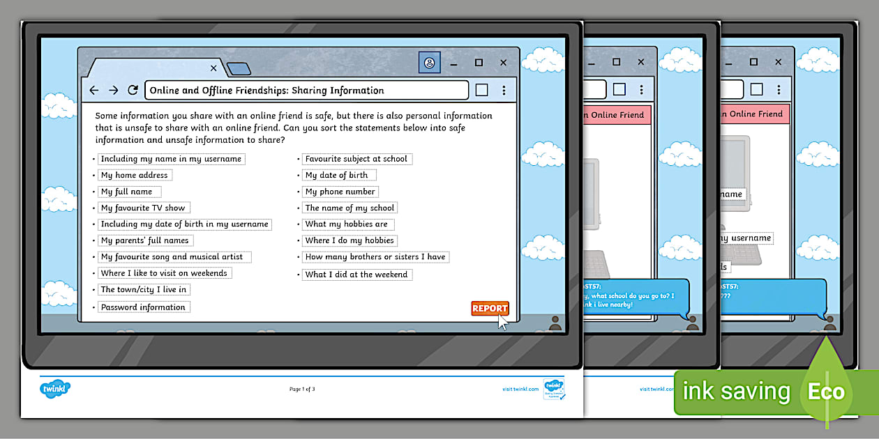 RSHP Online and Offline Friendships Activity Sheet - Twinkl