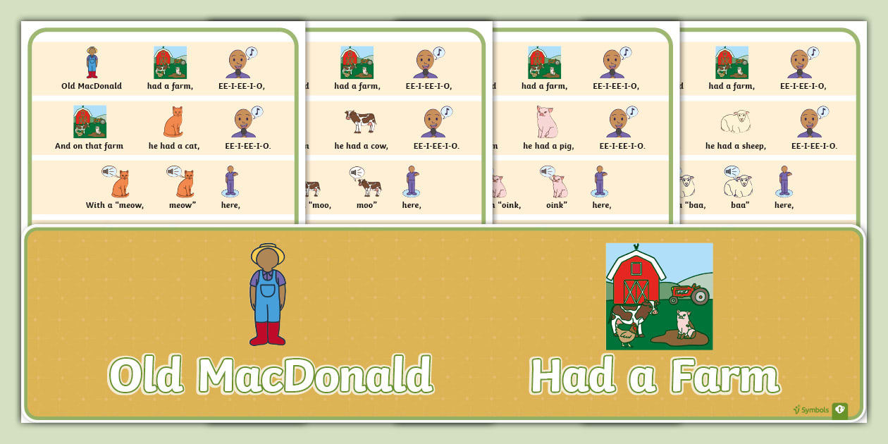 Twinkl Symbols: Old MacDonald had a Farm Rhyme Poster