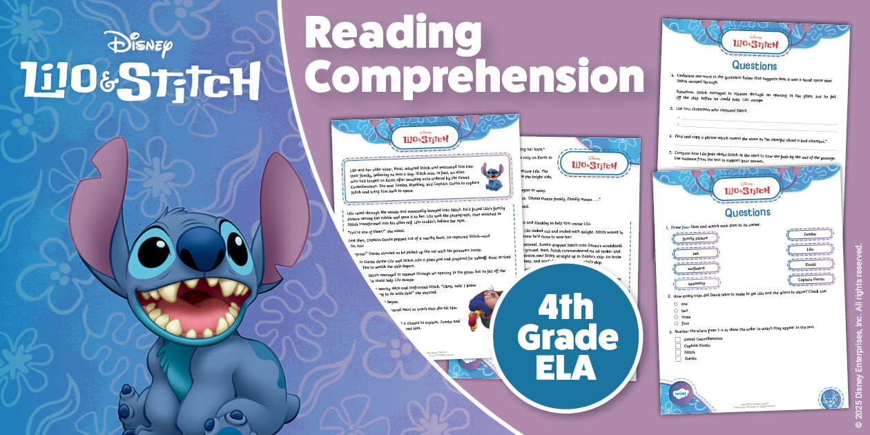 Lilo & Stitch: Fourth Grade Reading Worksheet