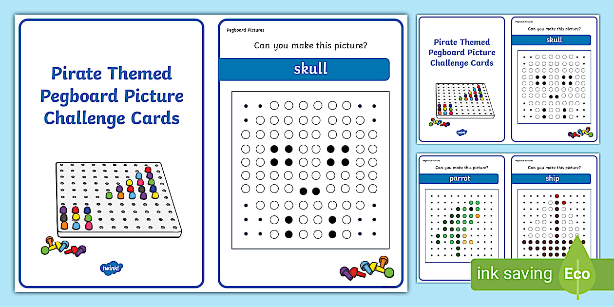Pirate Themed Pegboard Picture Cards - (creat de profesori)