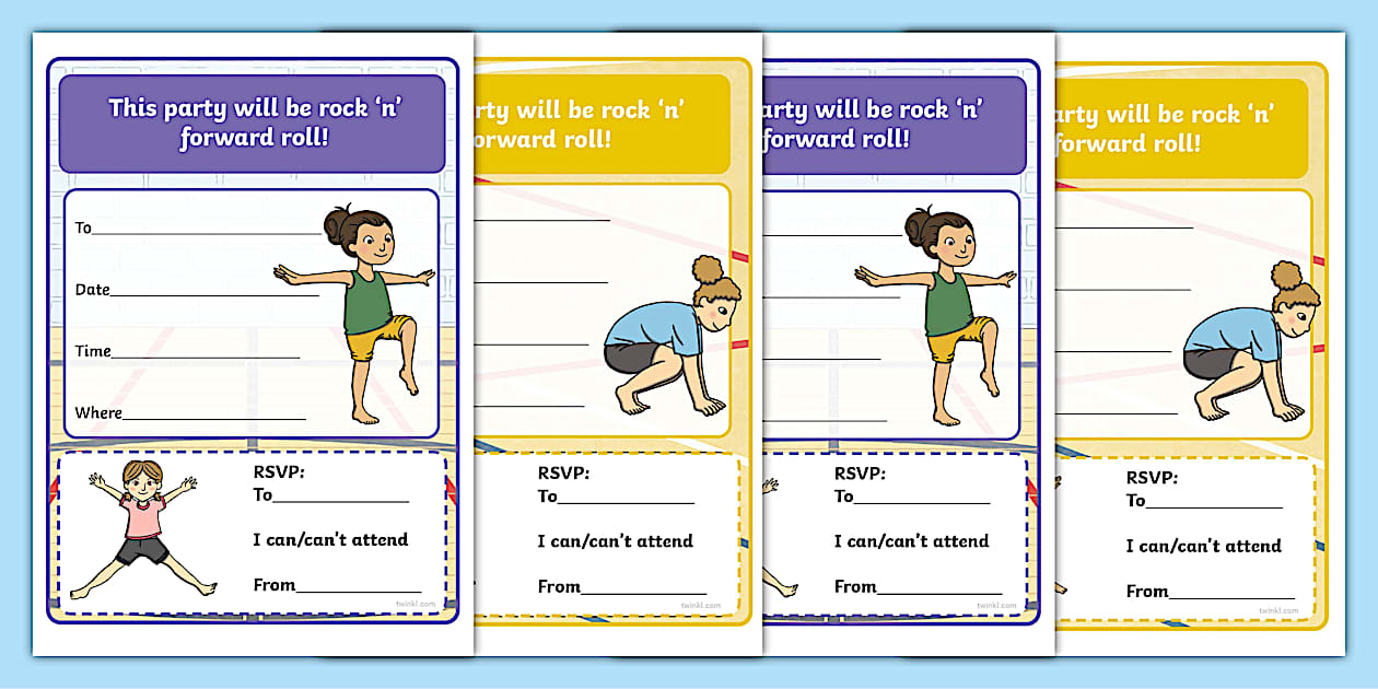 Gymnastics Themed Party Invitations (teacher made) - Twinkl