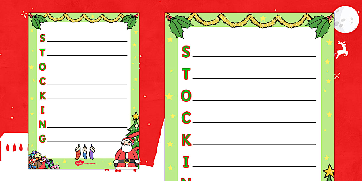 Editable Christmas Stocking Acrostic Poem - Twinkl