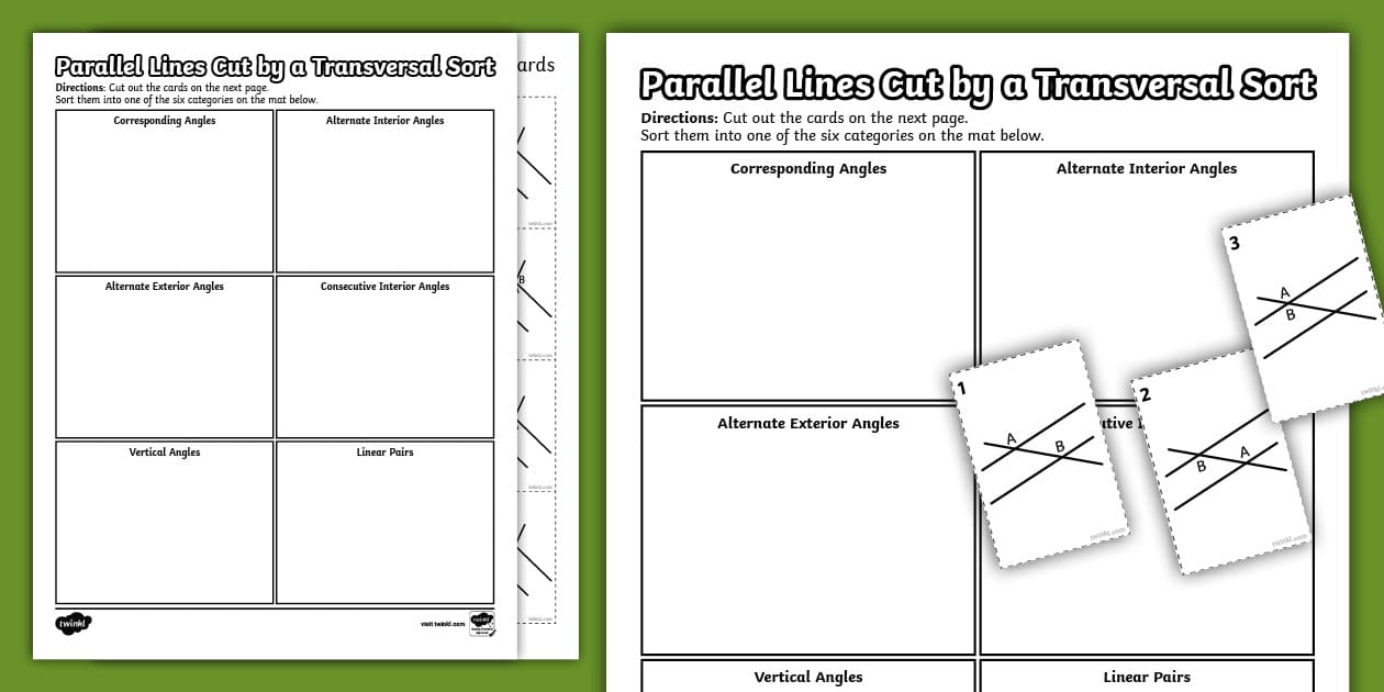 Parallel Lines Cut by a Transversal Activity (teacher made)