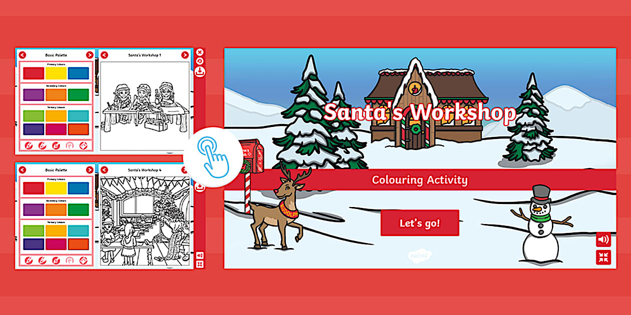 Santa's Workshop Interactive Colouring Activity - Twinkl