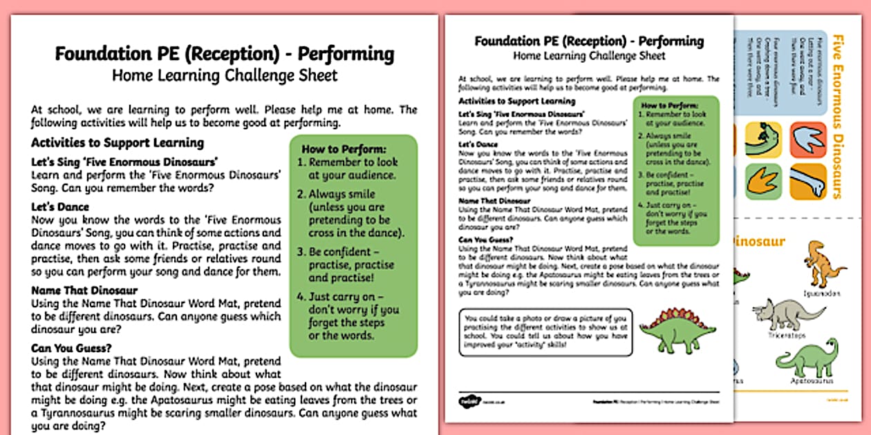 Black and White Foundation PE (Reception) - Performing Home Learning ...