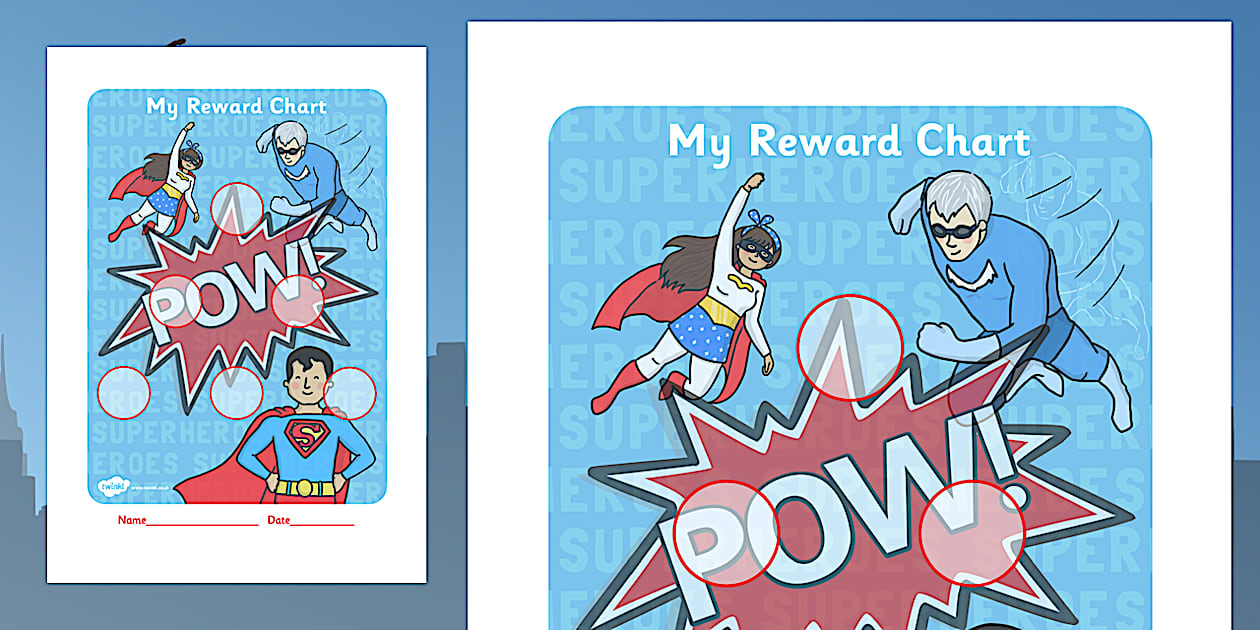 Super Heroes Themed Sticker Reward Chart 30mm - reward chart
