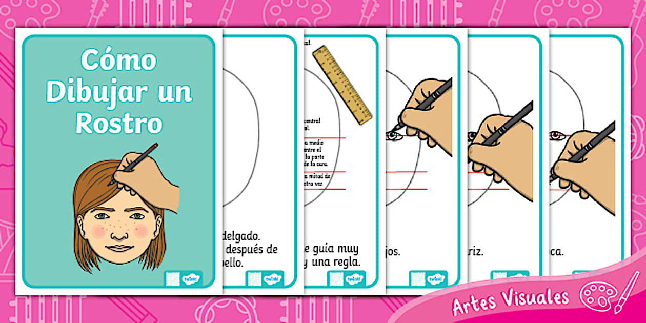 Pósters Instrucciones Dibujo Rostro Artes Visuales