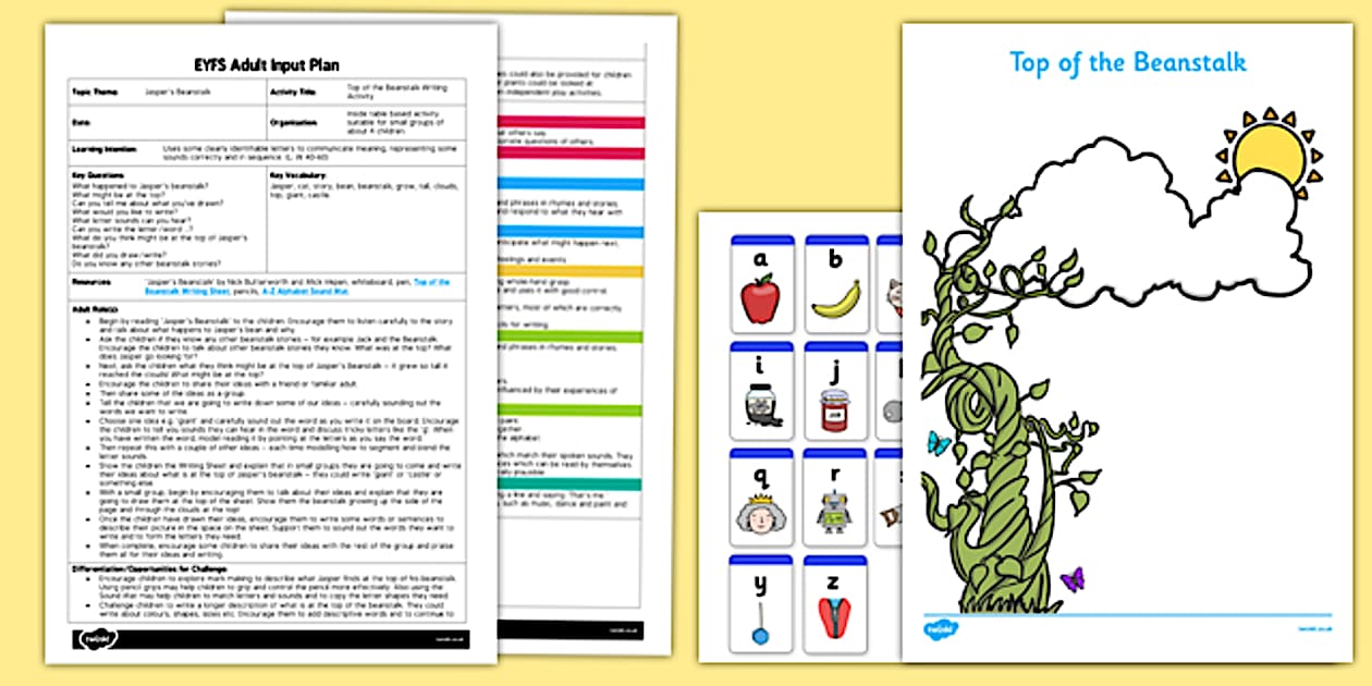 Top of the Beanstalk Writing Activity EYFS Adult Input Plan and ...
