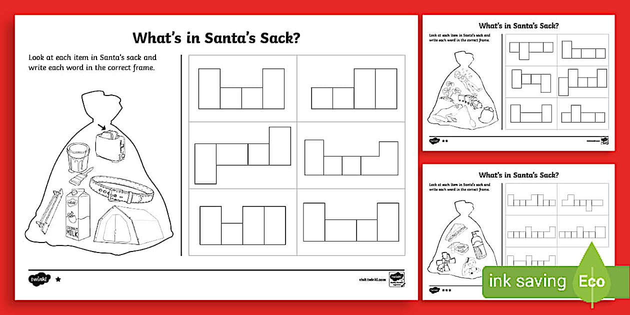 Phase 4 What's in Santa's Sack? Phonics Activity