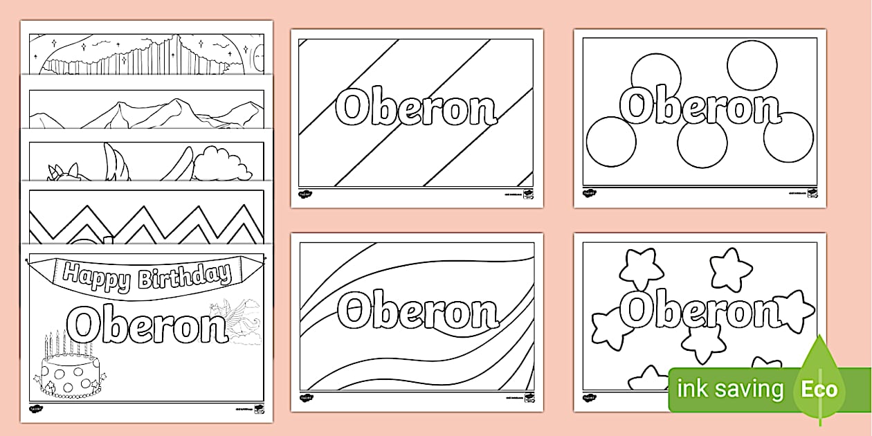 Oberon Name Simple Colouring Activity (teacher made)