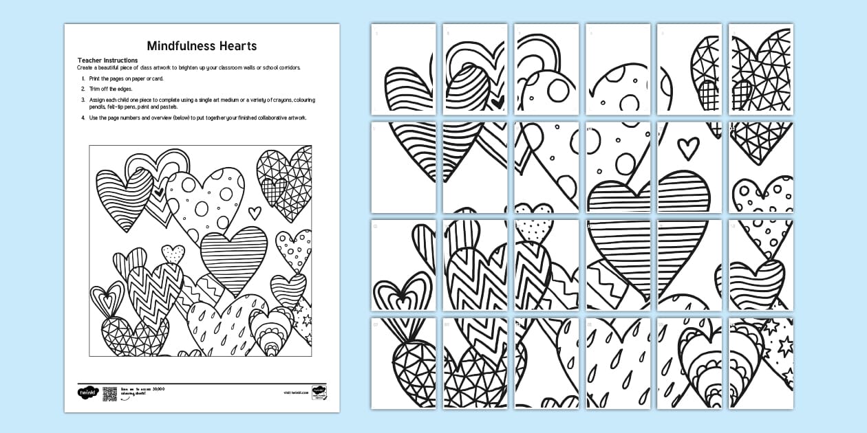 Heart Mindfulness Collaborative Coloring Activity Pack