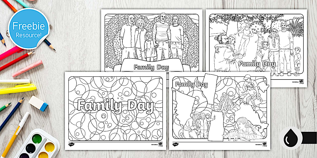 Family Day Colouring Pages | Mindfulness Resources