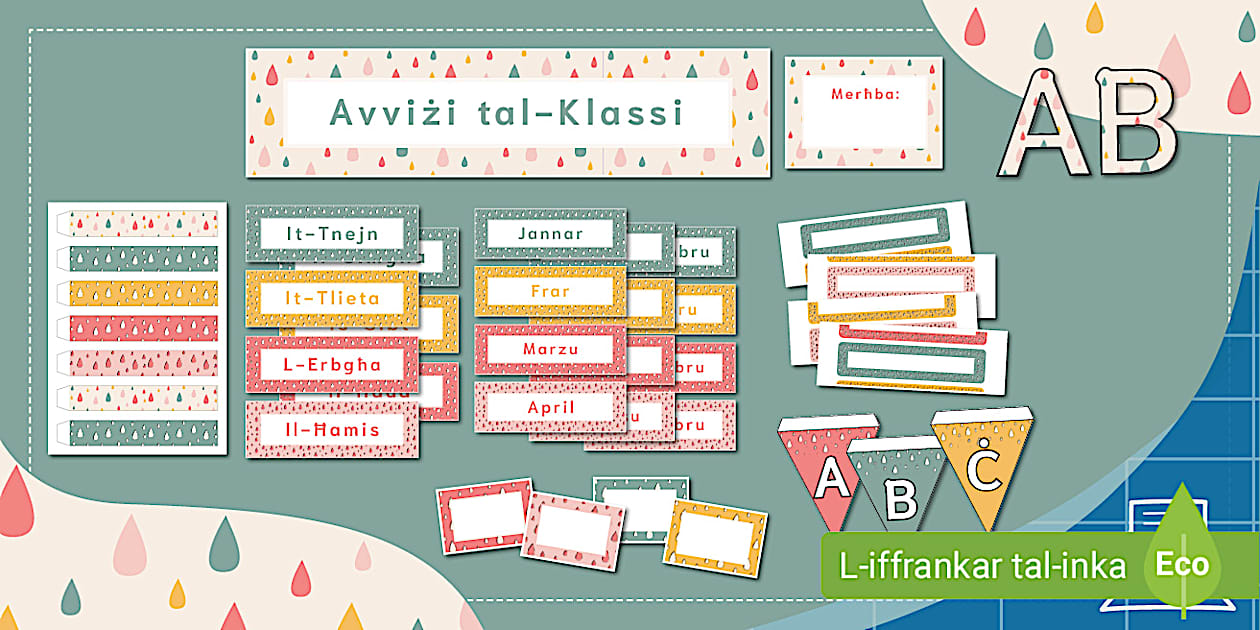 Pakkett ta' Wiri għall-Klassi l Lura Lejn l-Iskola l Tema tax-Xita