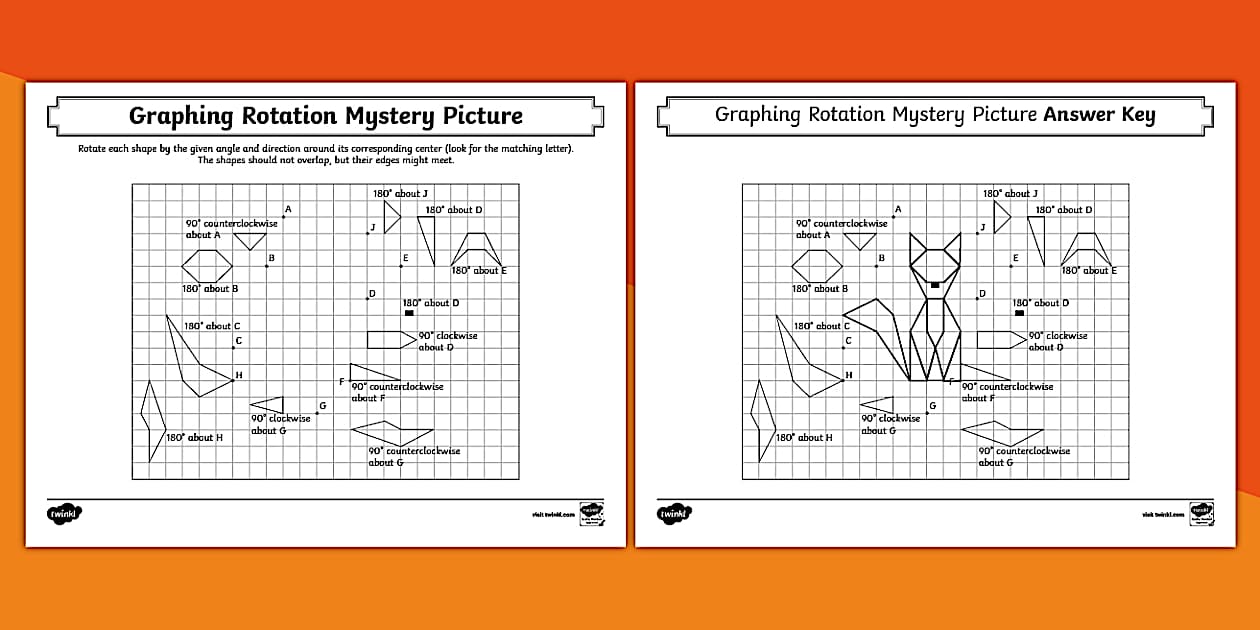 Eighth Grade Graphing Rotations Mystery Picture Fox Worksheet