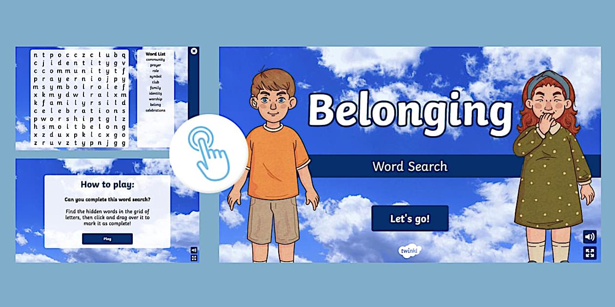 RE: Belonging: KS1 Interactive Word Search