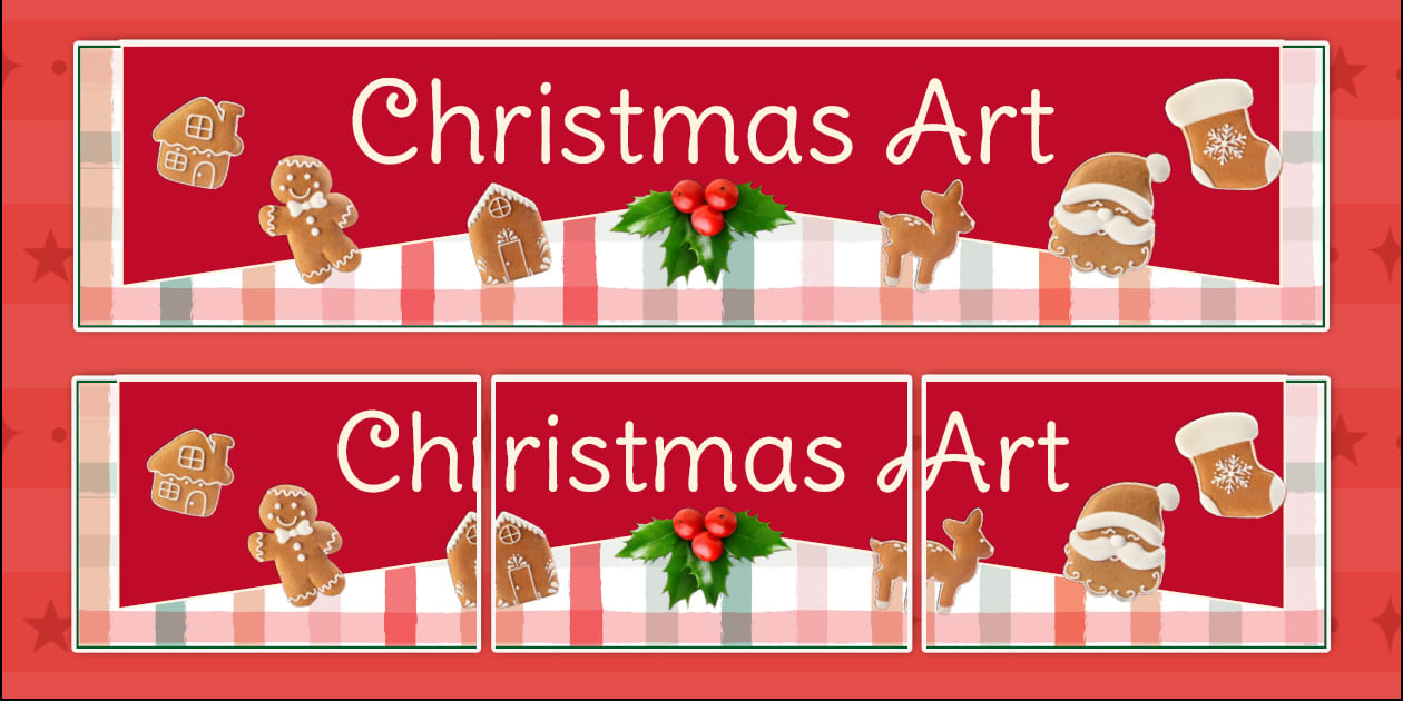 Gingerbread Christmas Themed Christmas Art Display Banner