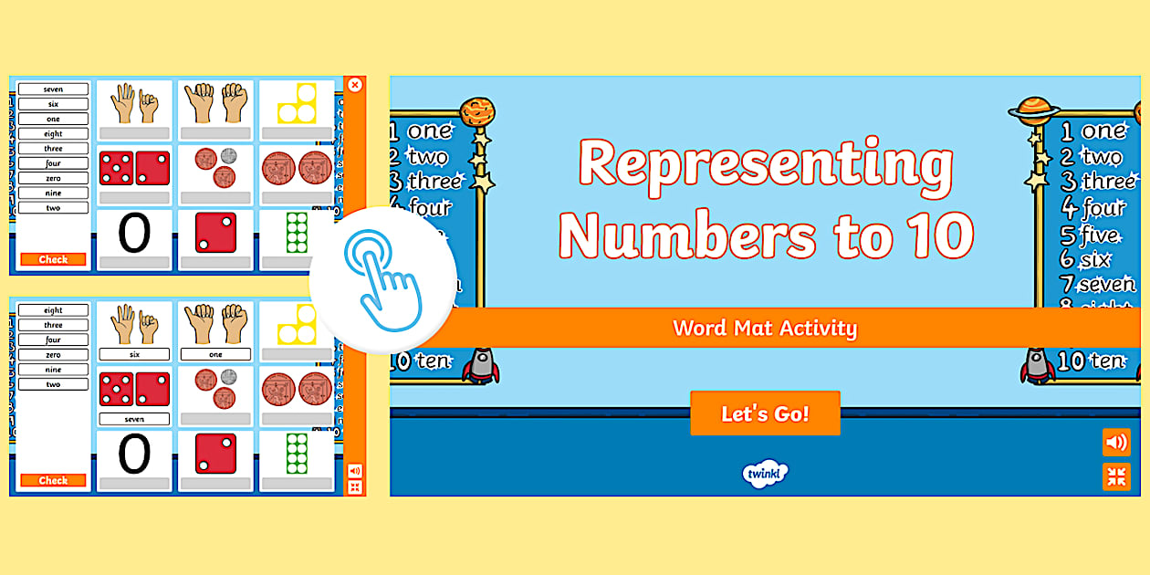 Representing Numbers to 10 Interactive Word Mat Activity