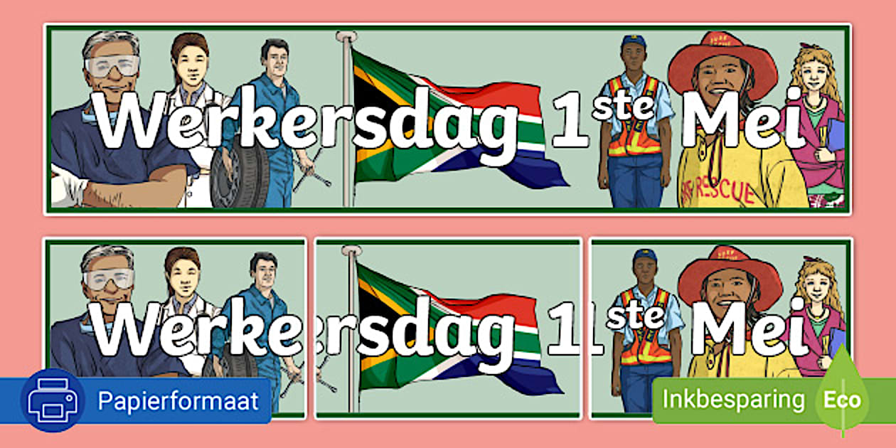 Suid-Afrika Werkersdag 1ste Mei Vertoonbanier