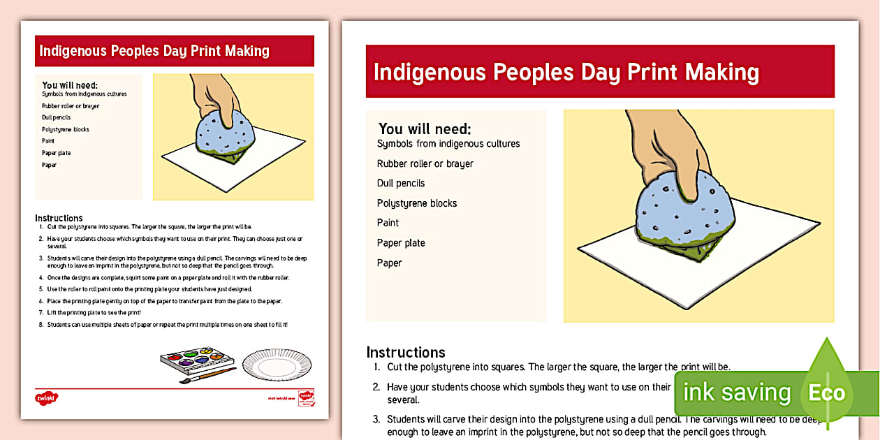 Indigenous Peoples Day Print Making Craft | Elementary Class