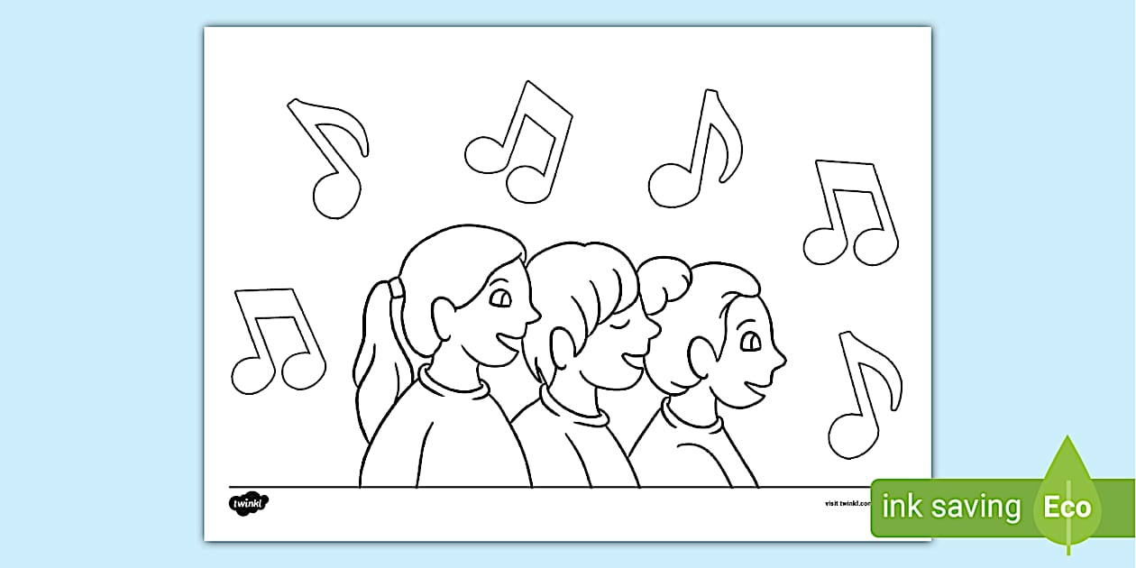Children Singing Colouring Page (teacher made) - Twinkl