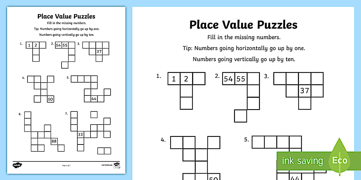 Year 2 Place Value Puzzles Worksheet / Worksheet - Twinkl