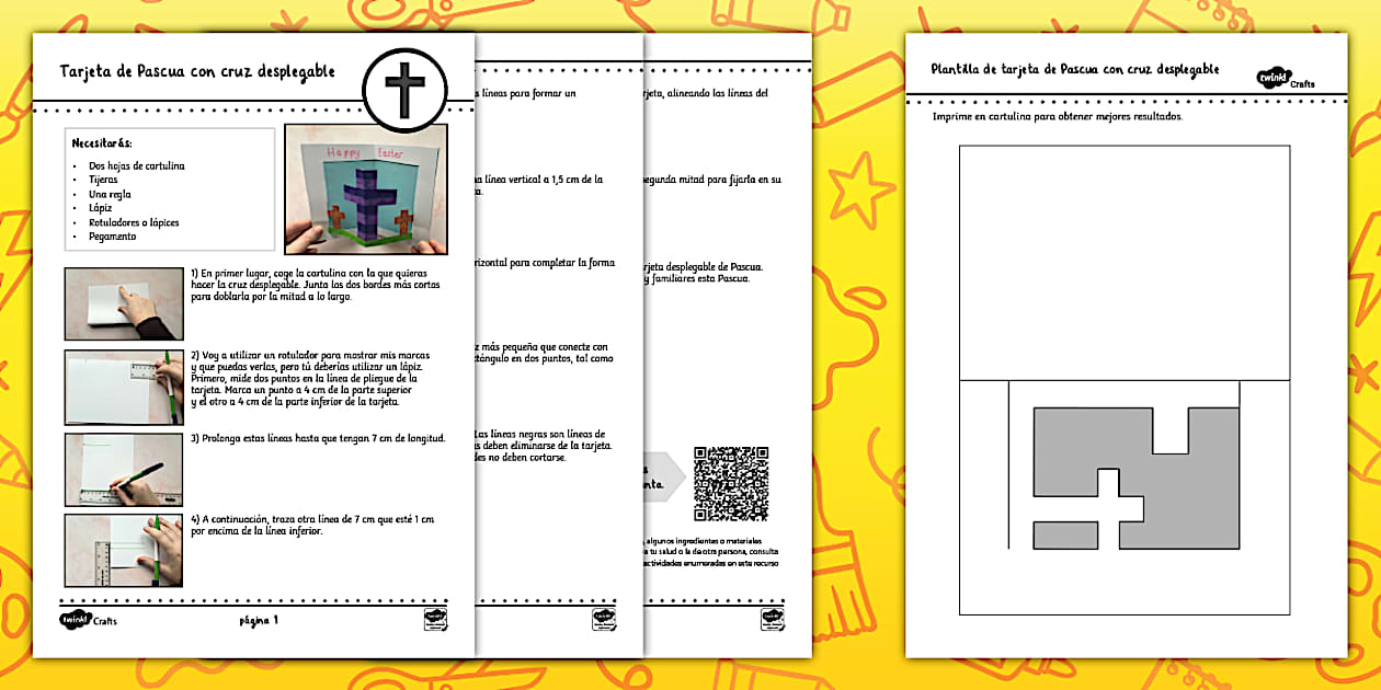 Manualidad: Tarjeta de Pascua con cruz desplegable - Twinkl Crafts