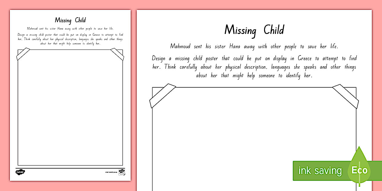 Term 1 Week 5 Year 7 & 8 Chapter Chat Missing Child Poster Activity to ...