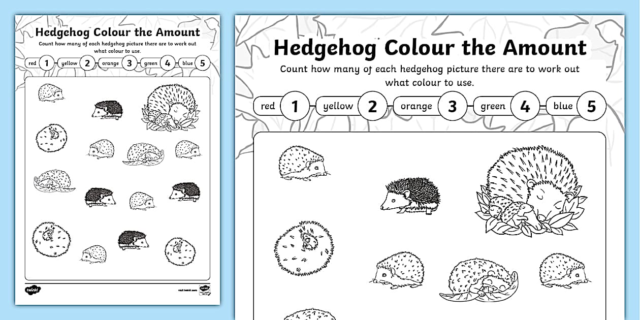 👉 Hedgehog Colour the Amount (teacher made) - Twinkl