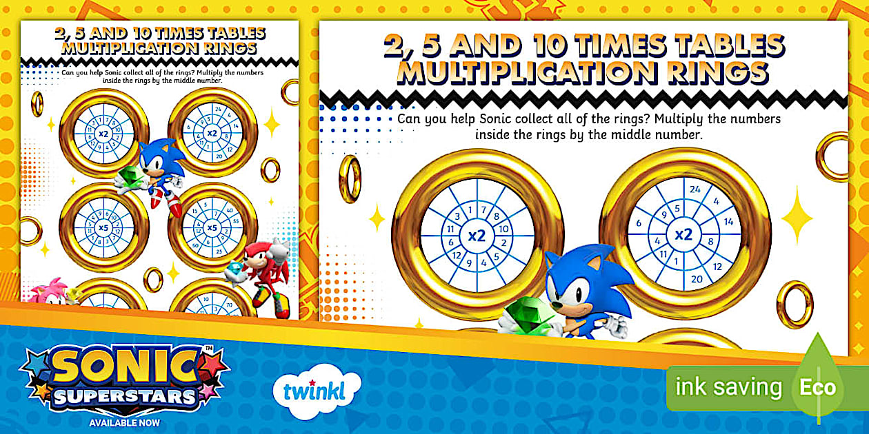 FREE! - 👉 Sonic: Multiplication Rings (2, 5 and 10 Times Table)