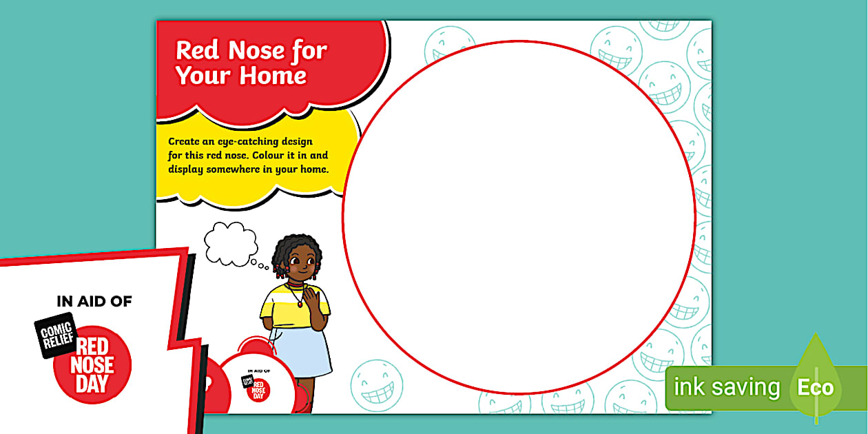 FREE! - Comic Relief: Red Nose for Your Home Colouring Sheet