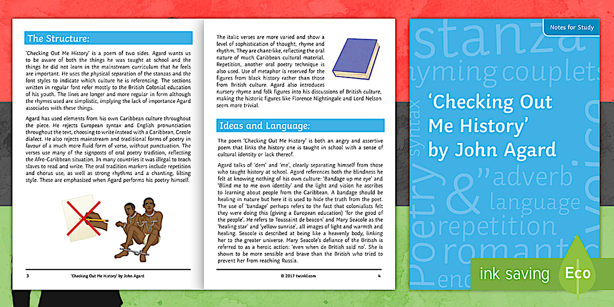 AQA Poetry: Checking Out Me History - Revision Notes