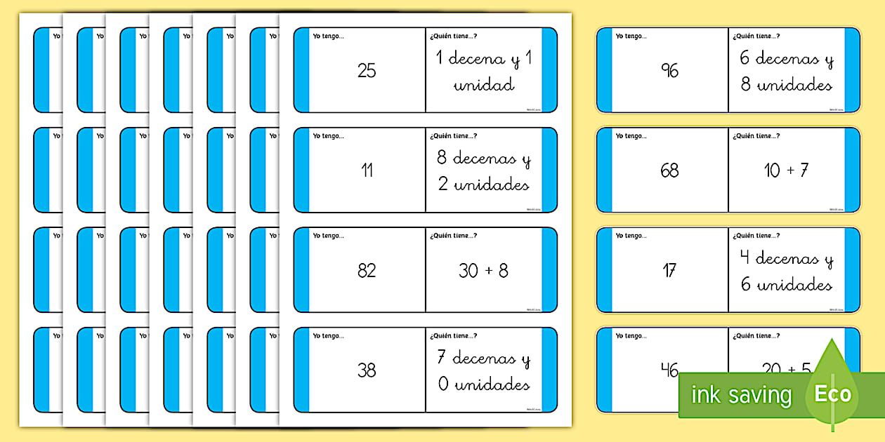 Tarjetas de emparejar: Valor posicional - 2 cifras - Twinkl