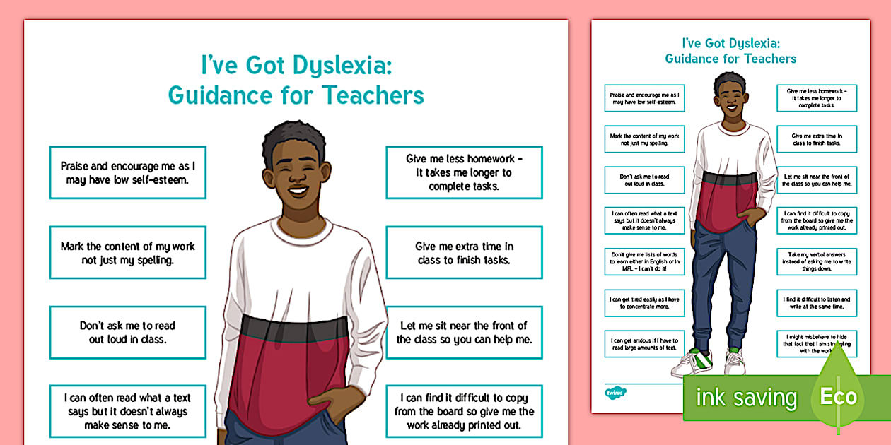 I Have Dyslexia Adult Guidance (teacher made) - Twinkl