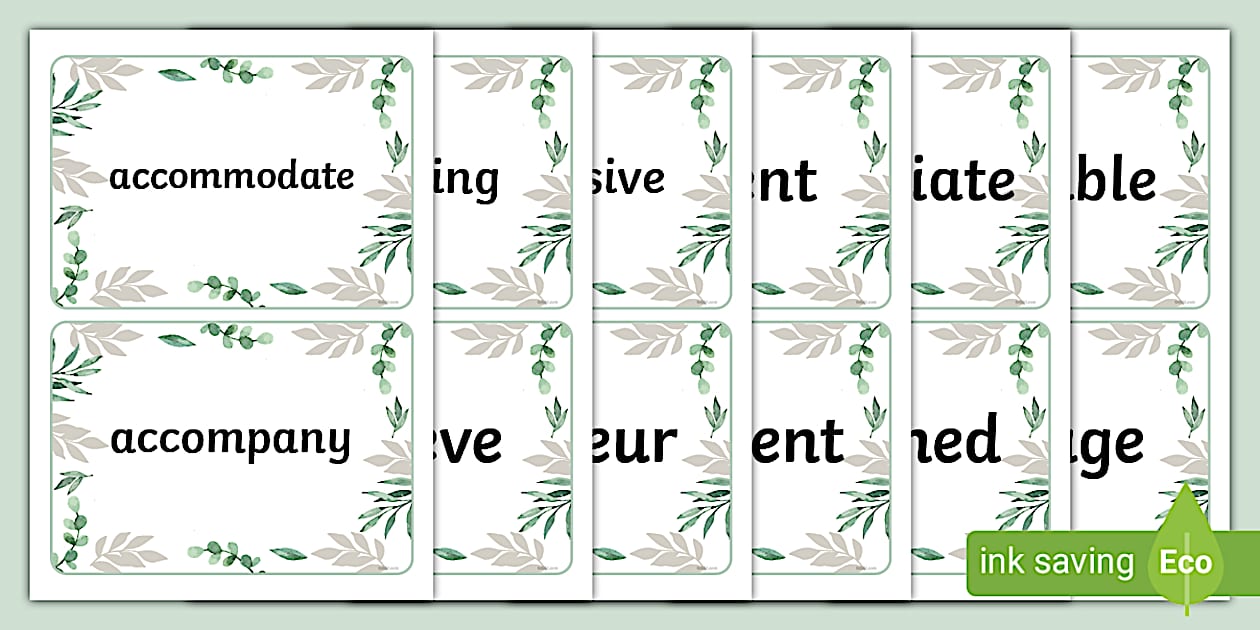 Year 5 & 6 Common Exception Words on Botanical-Themed Display Posters