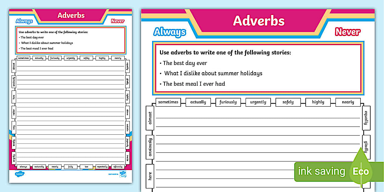 Adverbs Writing Frame (teacher made) - Twinkl